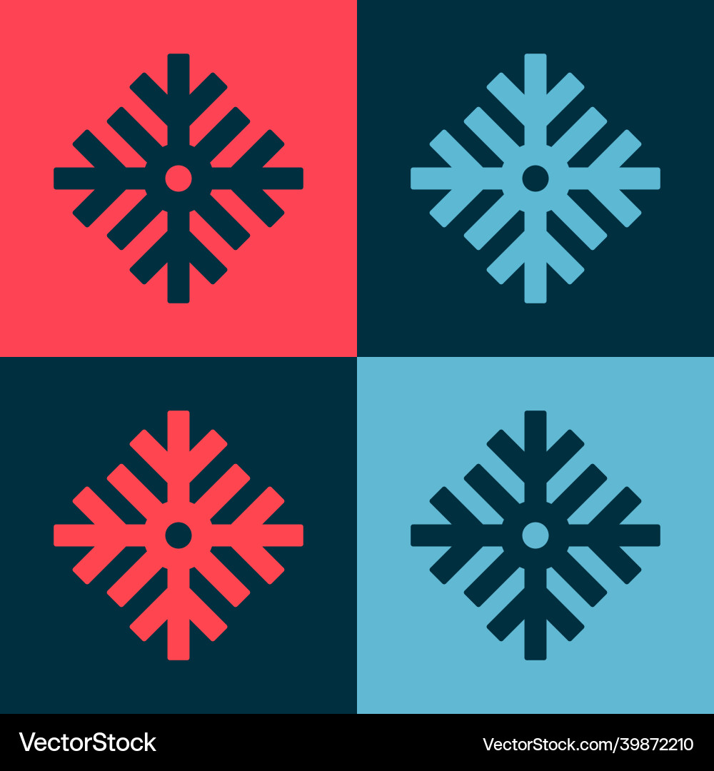 Pop art snowflake icon isolated on color Vector Image