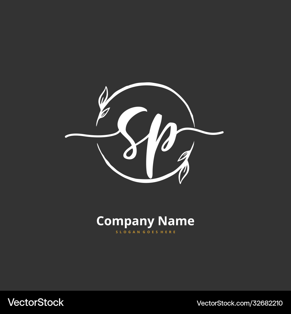 S p sp initial handwriting and signature logo Vector Image