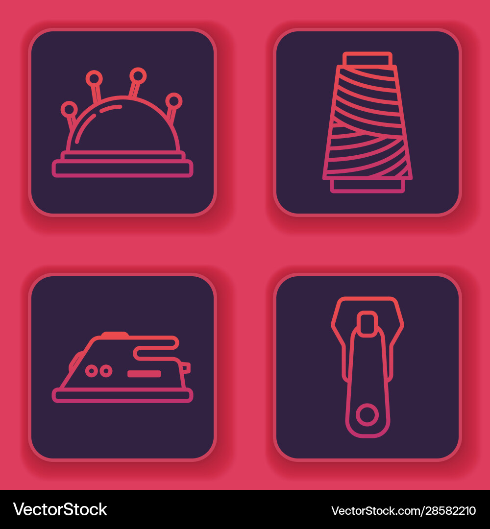 Set line needle bed and needles electric iron Vector Image