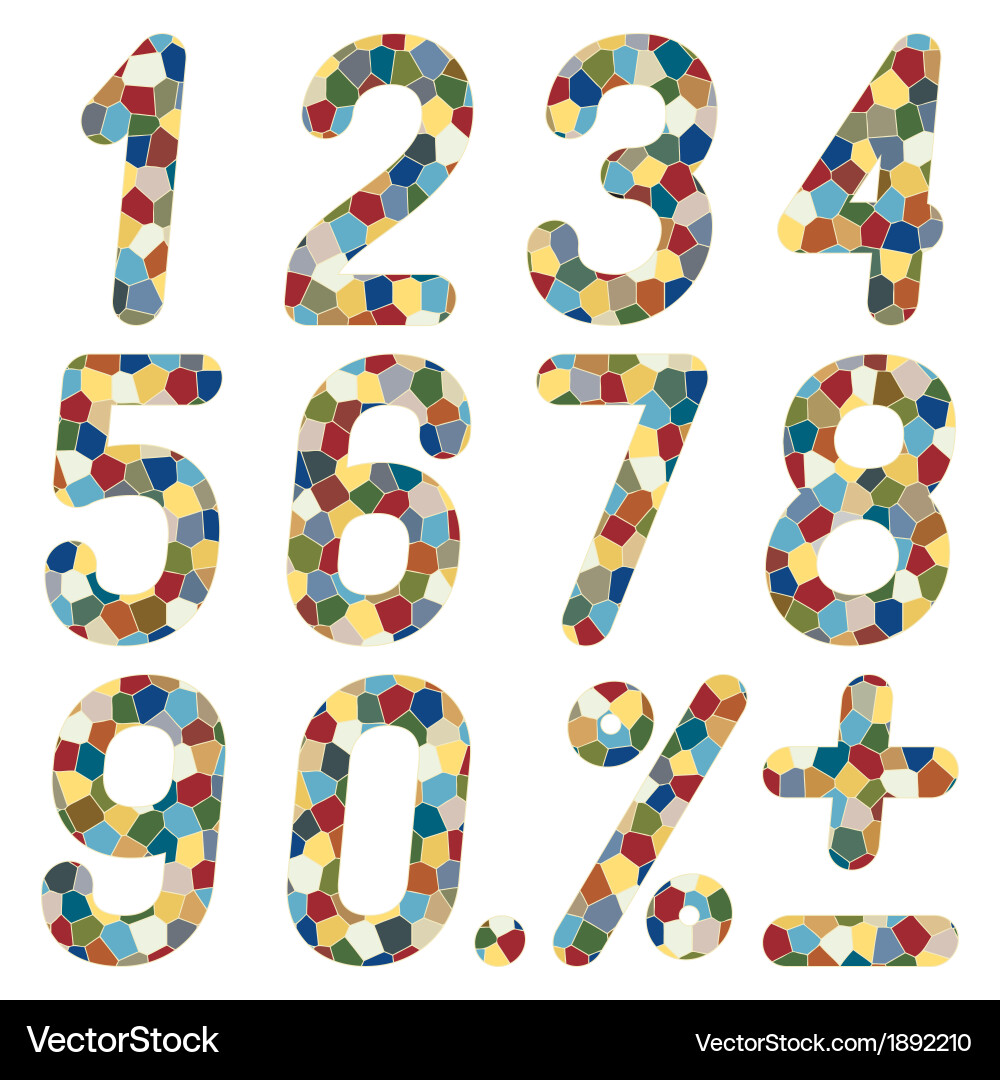 Set of numbers mosaics Royalty Free Vector Image