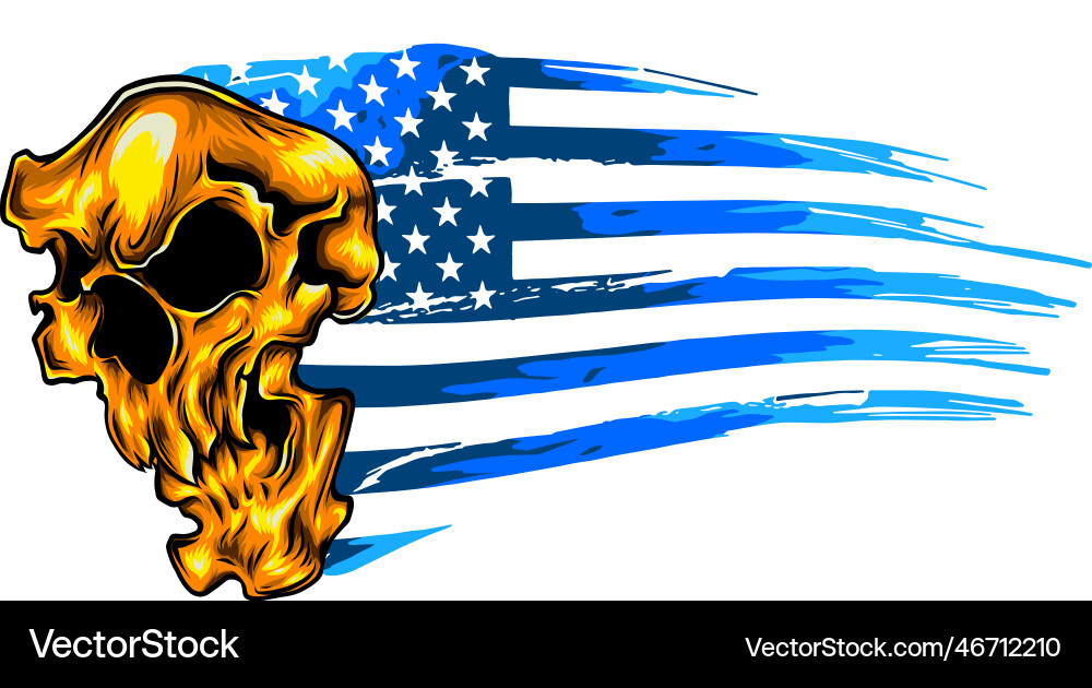 Skull with american flag Royalty Free Vector Image