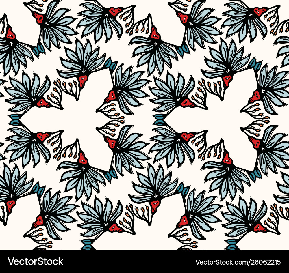 Boho flower bloom all over print seamless Vector Image