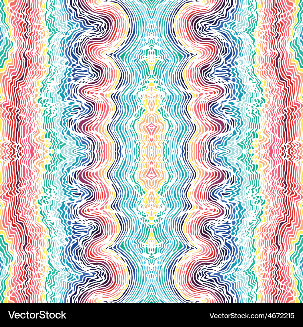 Colorful seamless waves hand-drawn pattern Vector Image