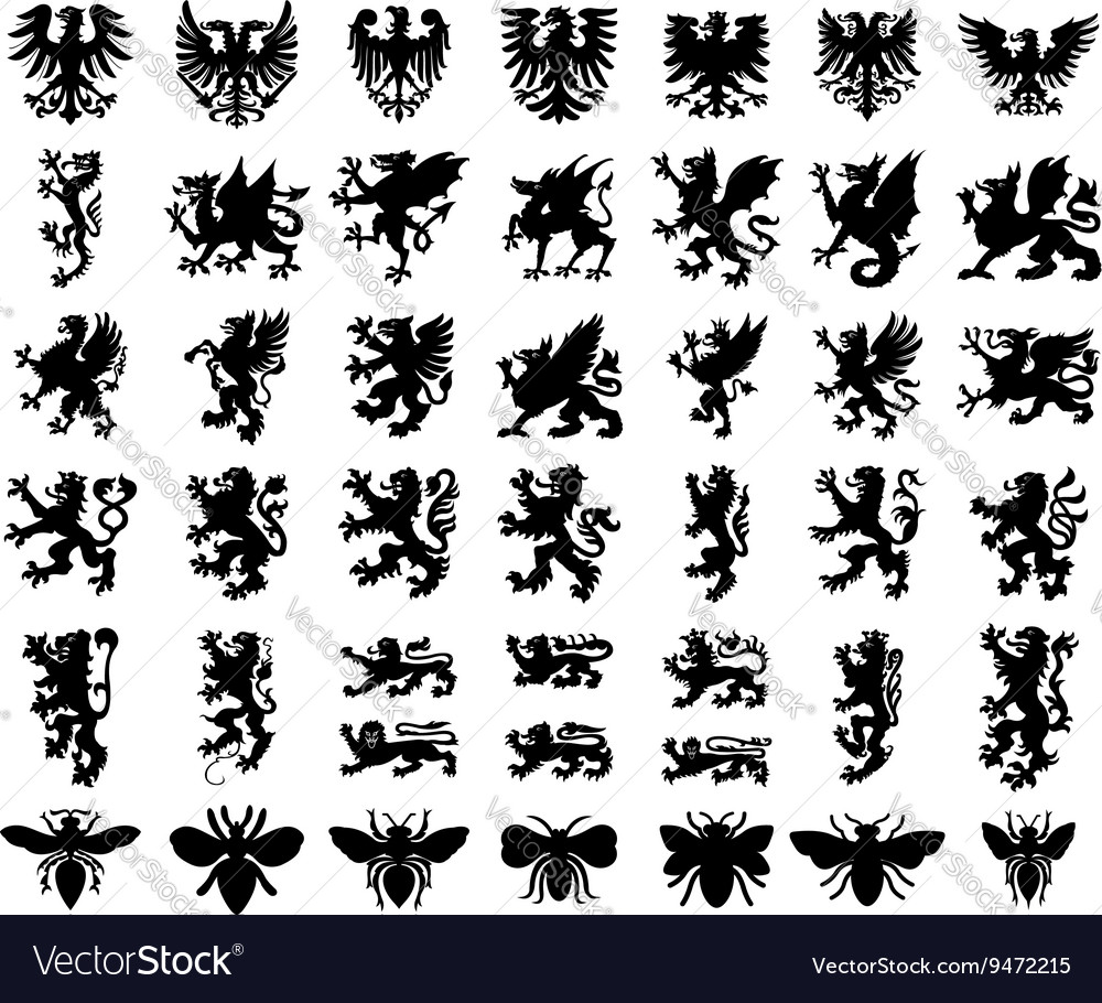 Heraldic elements set Royalty Free Vector Image