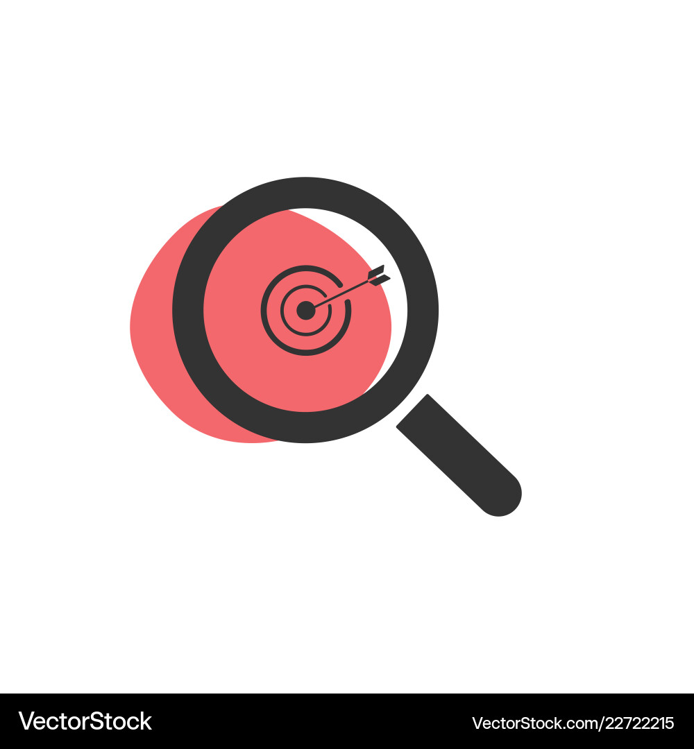 Magnifying glass looking for a target isolated Vector Image