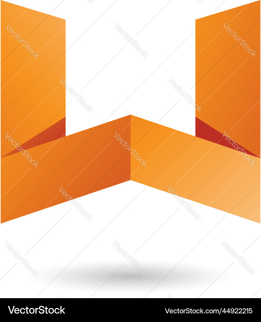 Orange folded paper letter w Royalty Free Vector Image