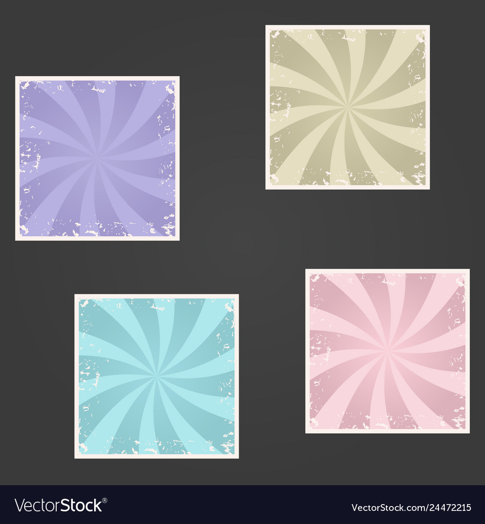 Set Of Sunburst Retro Textured Grunge Backgrounds Vector Image