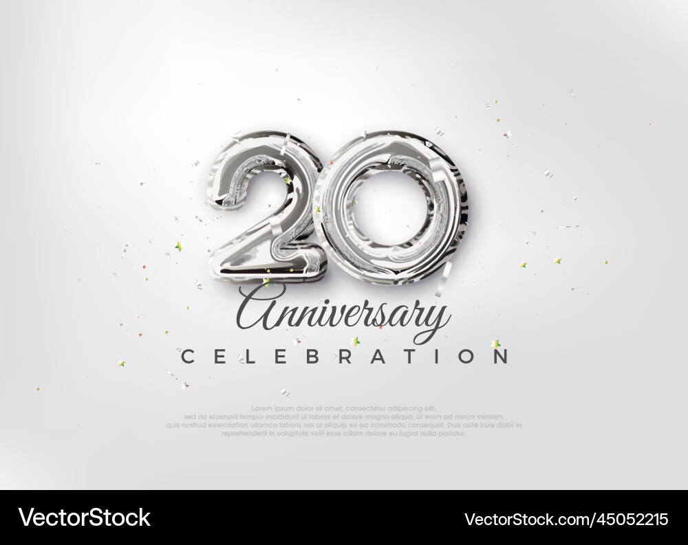 Silver balloon number premium 20th anniversary Vector Image