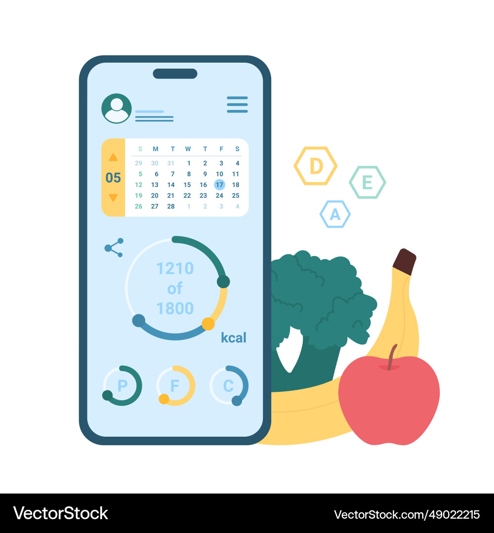 Tracking of data nutrition in mobile app Vector Image