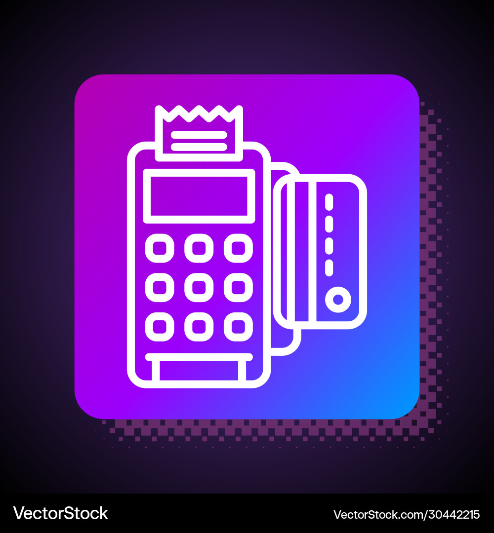 White line pos terminal with inserted credit card Vector Image