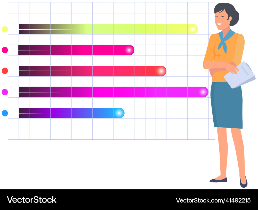 Woman studies statistics on presentation female Vector Image