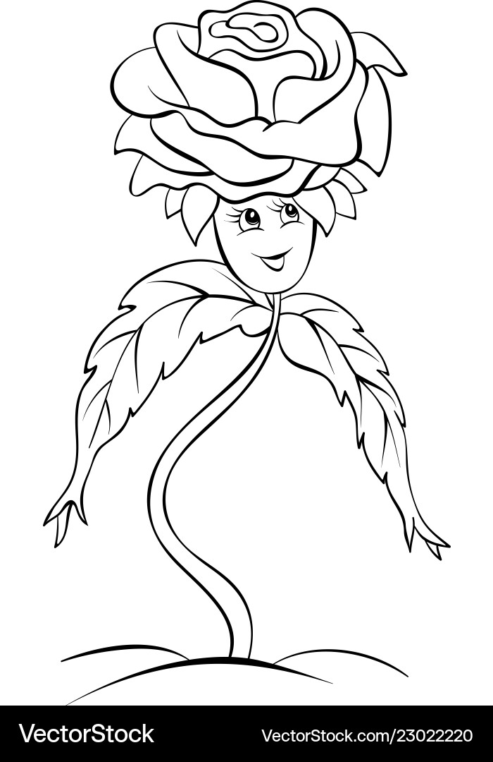 A children coloring bookpage cute rose image Vector Image