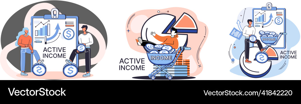 Active income obtained in course of certain Vector Image