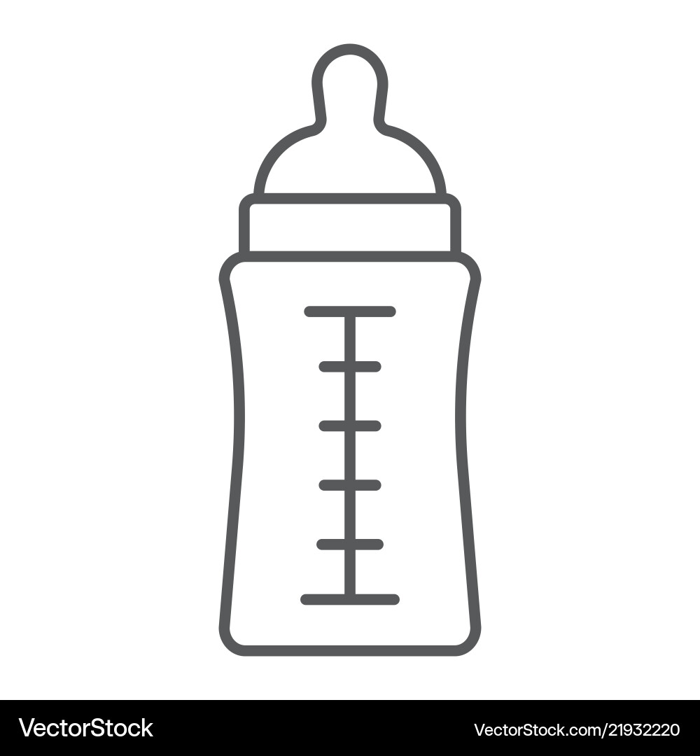 Baby bottle thin line icon feed and milk Vector Image
