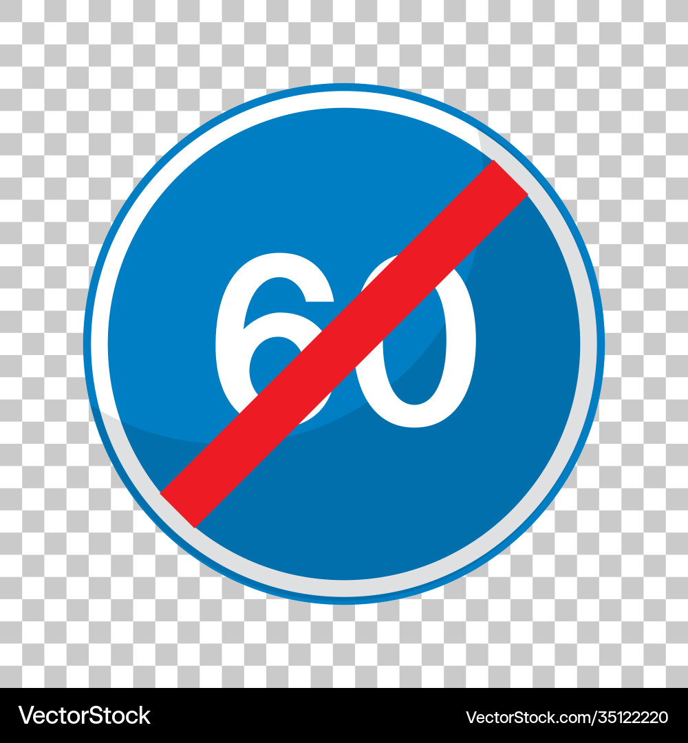 Blue minimum speed limit 60 road sign isolated Vector Image