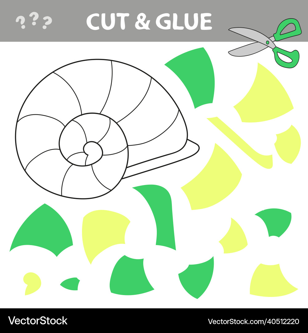 Cut and glue - simple game for kids with seashell Vector Image