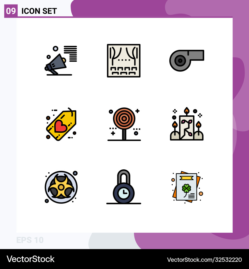 Filledline flat color pack 9 universal symbols Vector Image