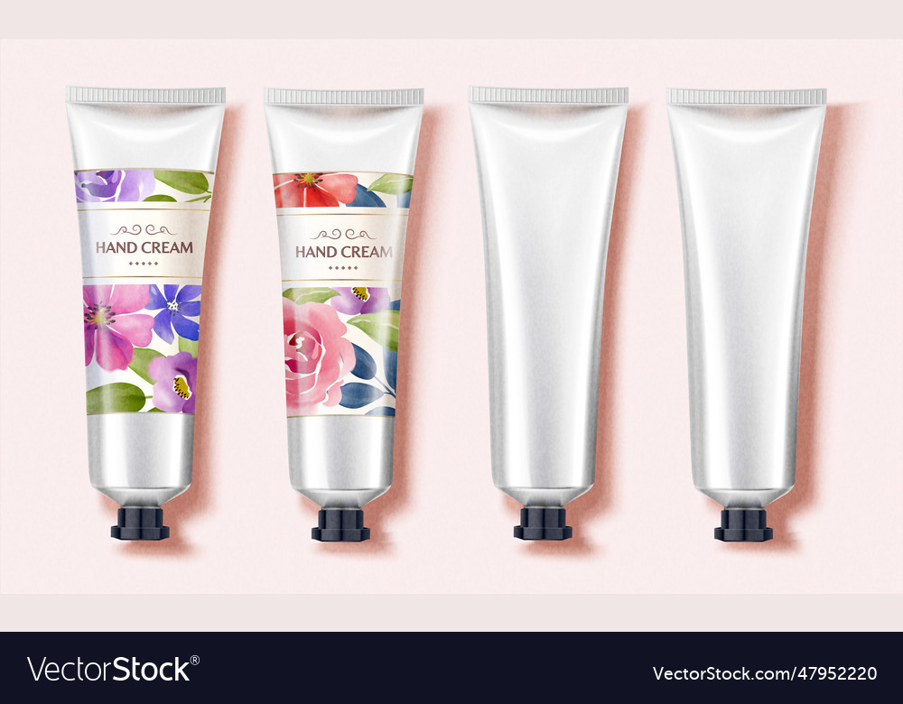 Flat lay hand cream mockup Royalty Free Vector Image