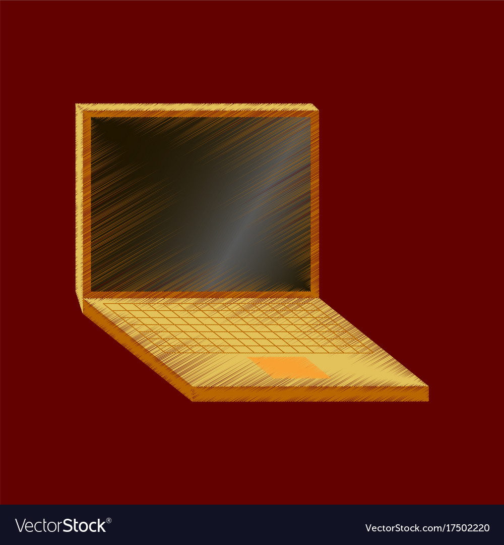 Flat shading style icon laptop notebook Royalty Free Vector