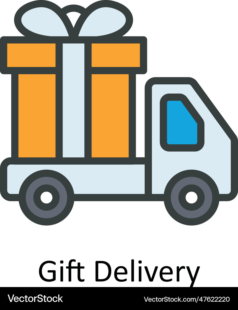 Gift delivery fill outline icon design il Vector Image