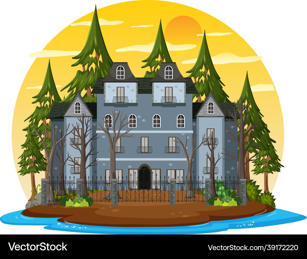 Haunted house at daytime scene Royalty Free Vector Image