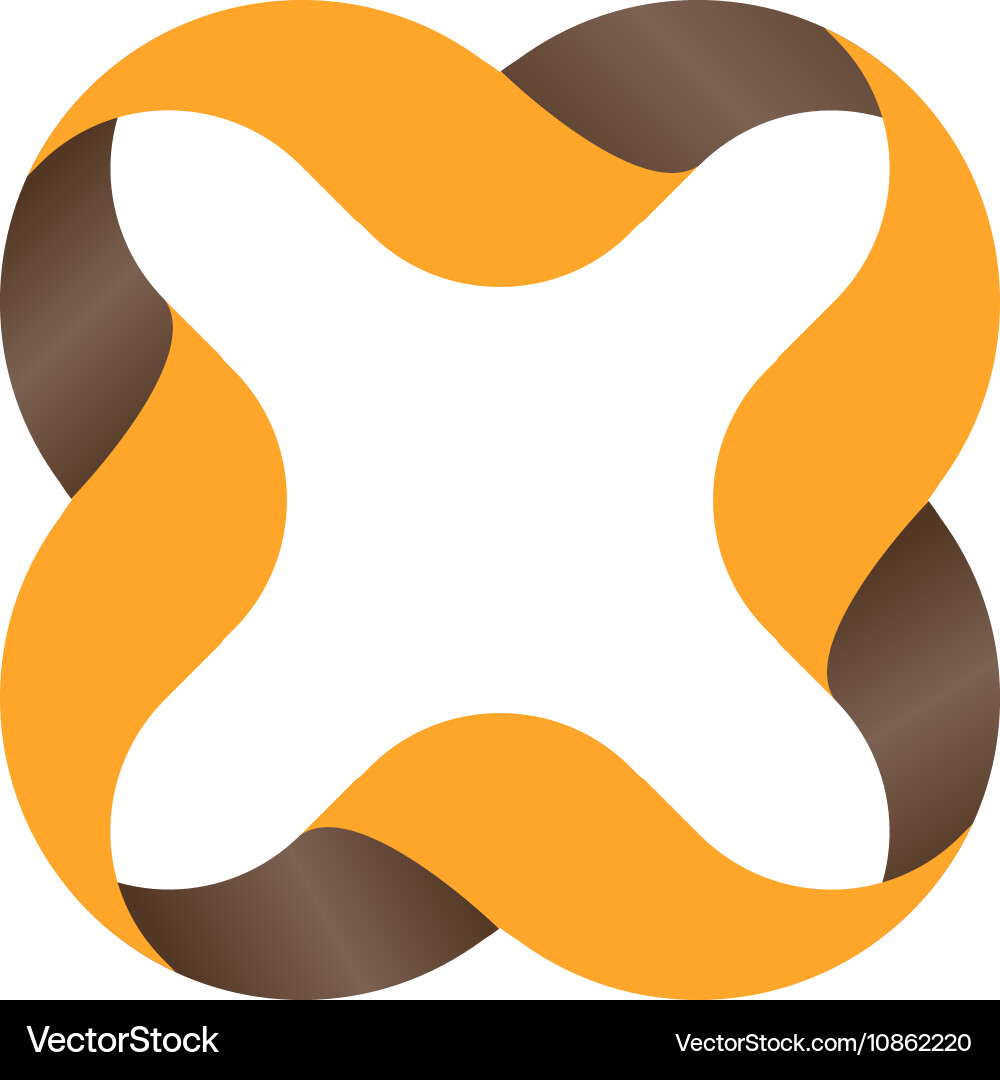 Isolated orange color outlined cross icon Vector Image