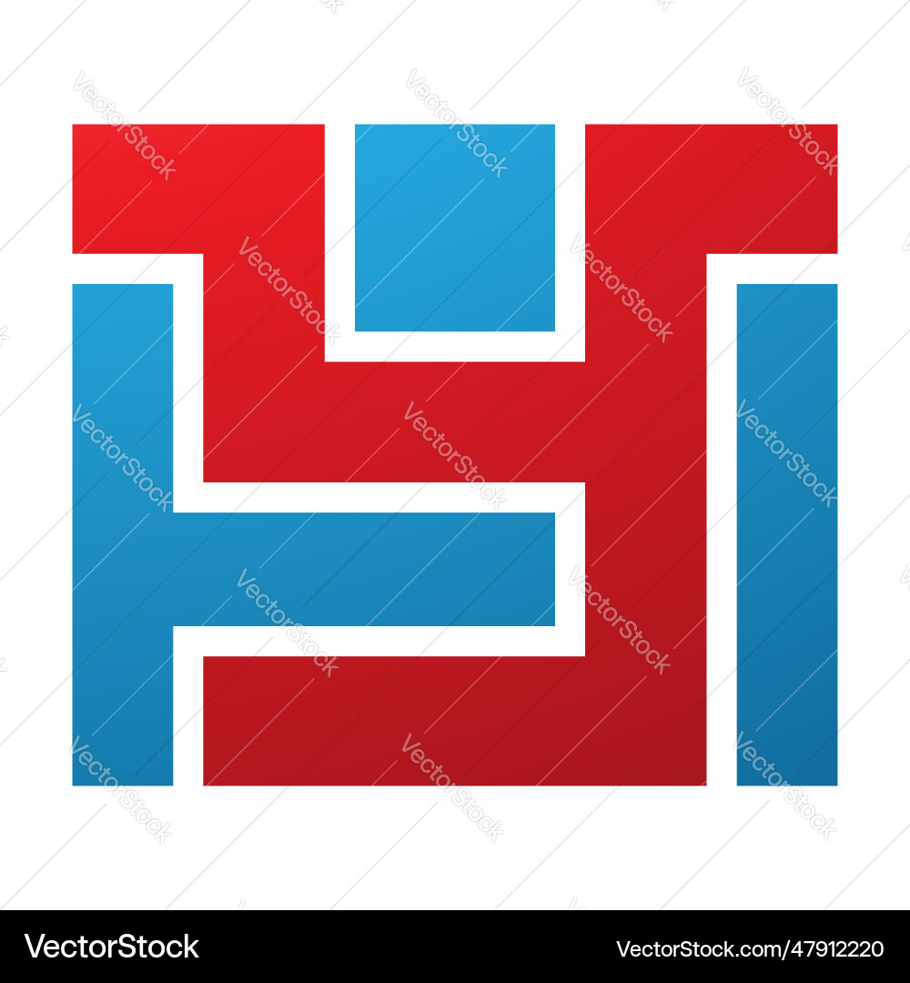 Red and blue rectangle shaped letter y icon Vector Image