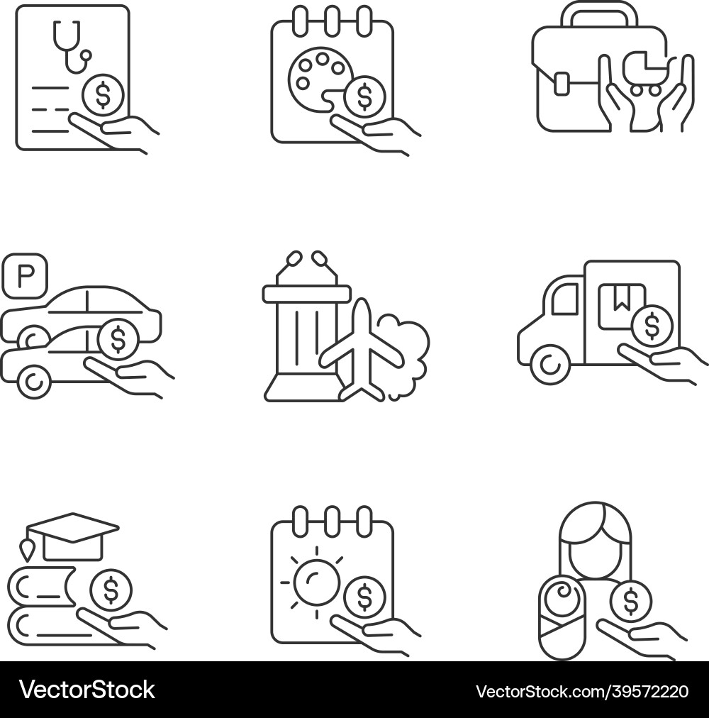 Rewarding employee for hard work linear icons set Vector Image