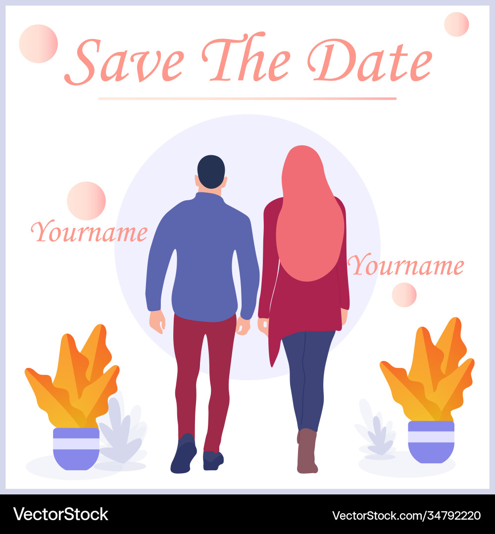Wedding invitation card template bride and groom Vector Image