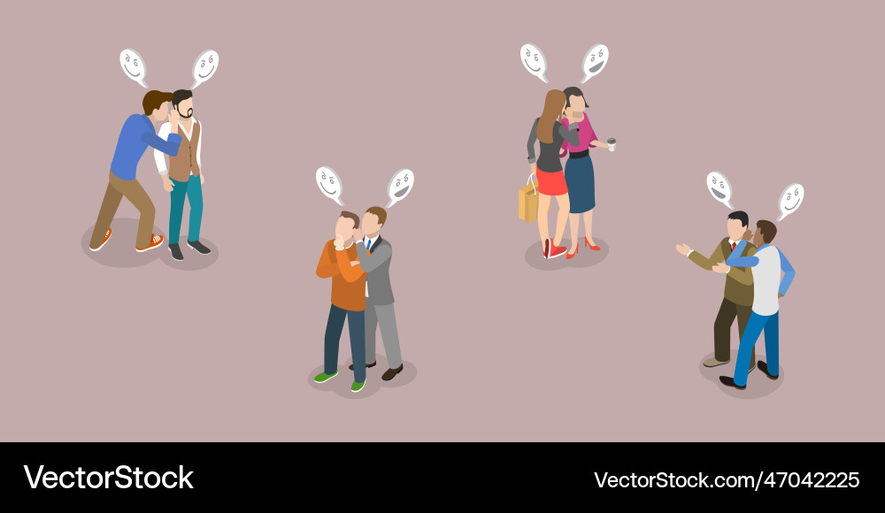 3d isometric flat set of gossips Royalty Free Vector Image