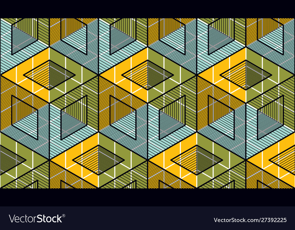 Geometric Cubes Abstract Seamless Pattern 3d Vector Image