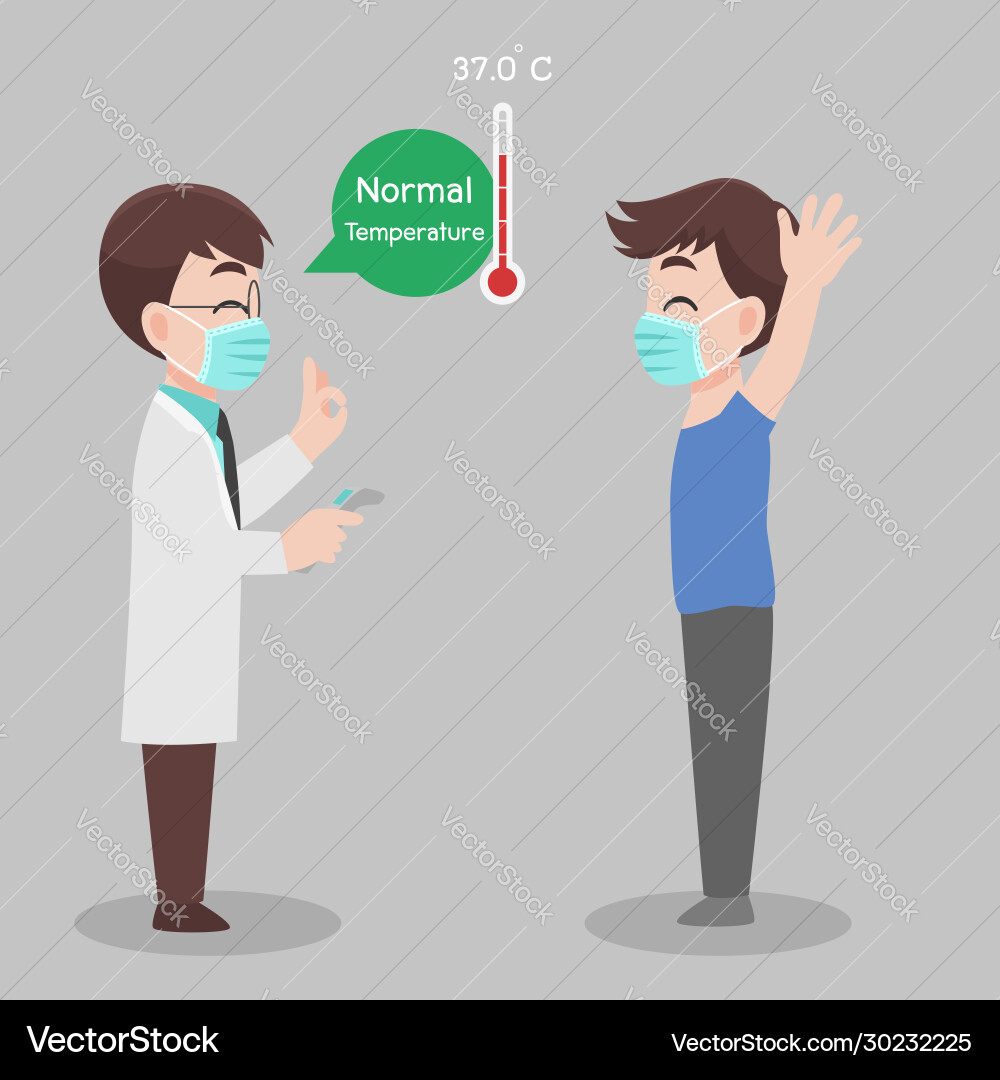 Man see doctor for check herself temperature Vector Image