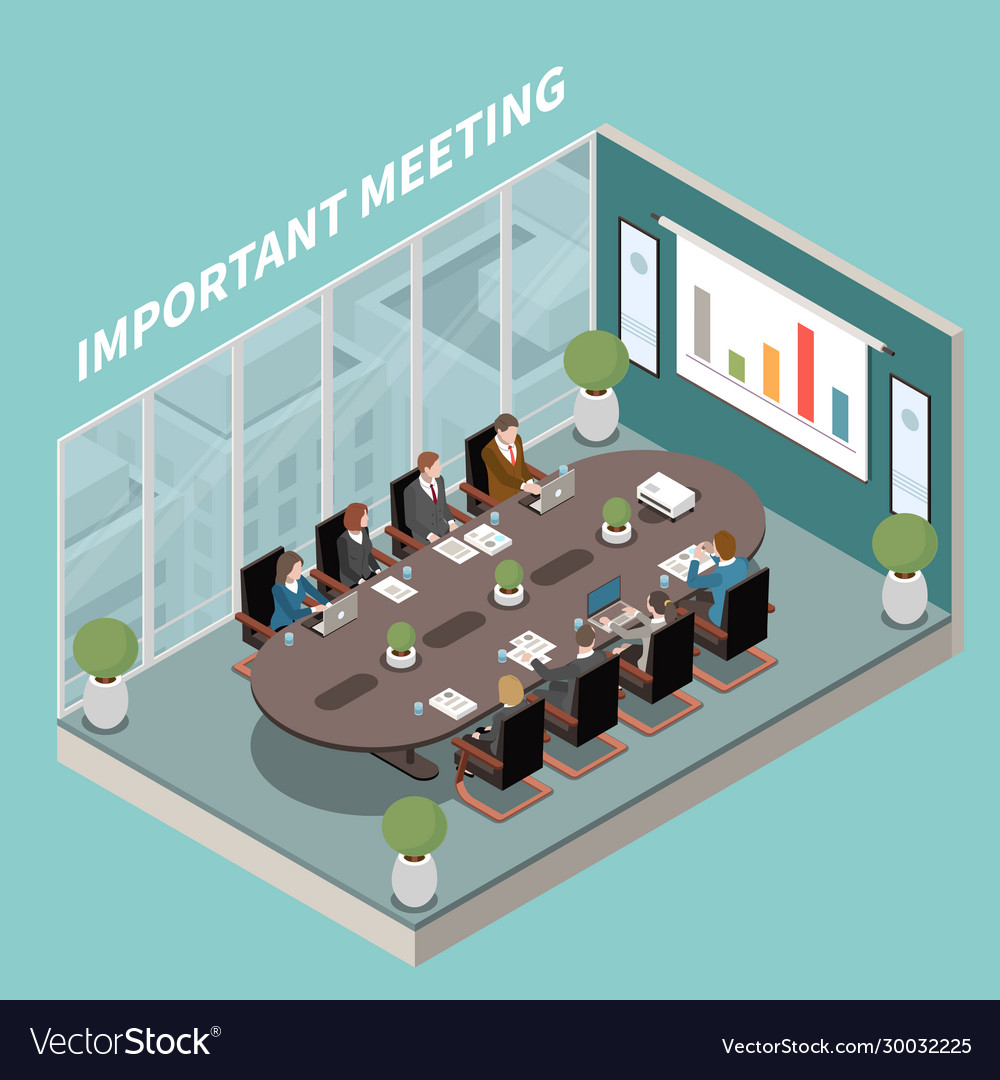 Meeting room isometric composition Royalty Free Vector Image Meeting room isometric composition Royalty Free Vector Image
