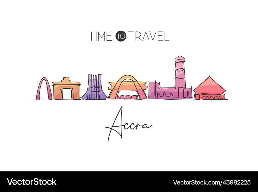 One continuous line drawing accra city skyline Vector Image