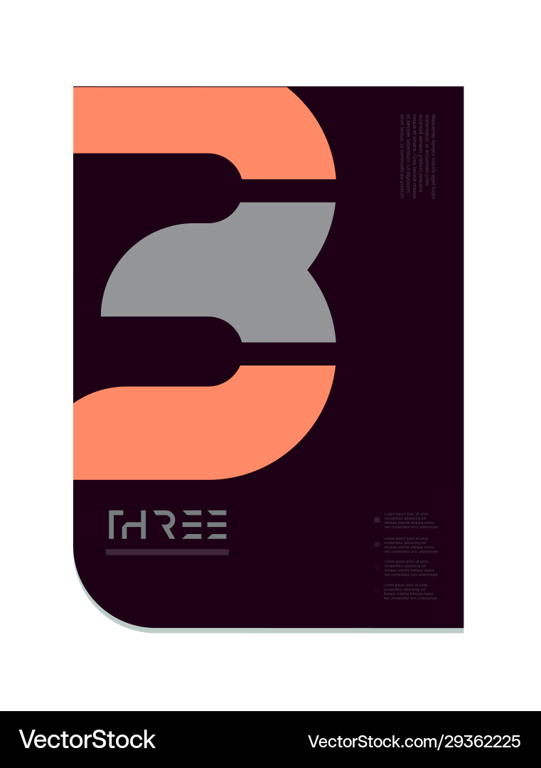 Orange grey white number 3 three icon logo Vector Image