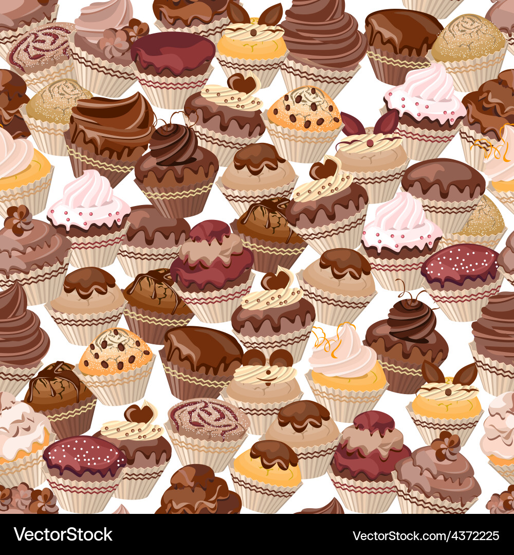 Seamless background made of cakes Royalty Free Vector Image