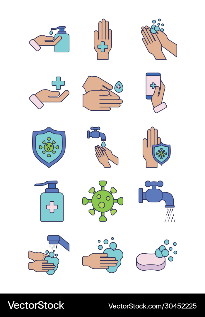 Set icons vaccination medical immunization Vector Image