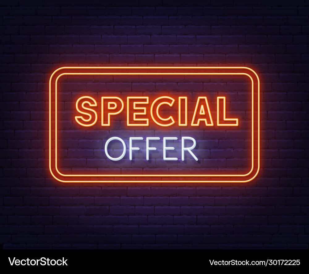 Special offer neon sign on dark background Vector Image