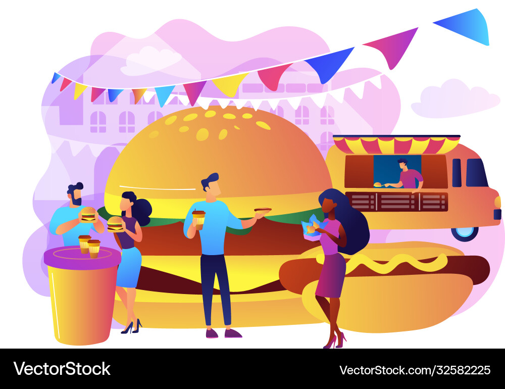Street food concept Royalty Free Vector Image - VectorStock