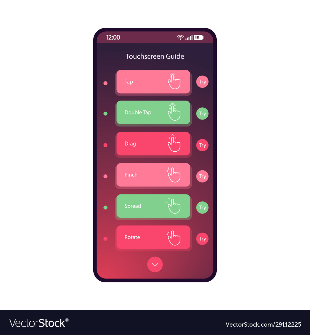 Touchscreen guide mobile interface template Vector Image