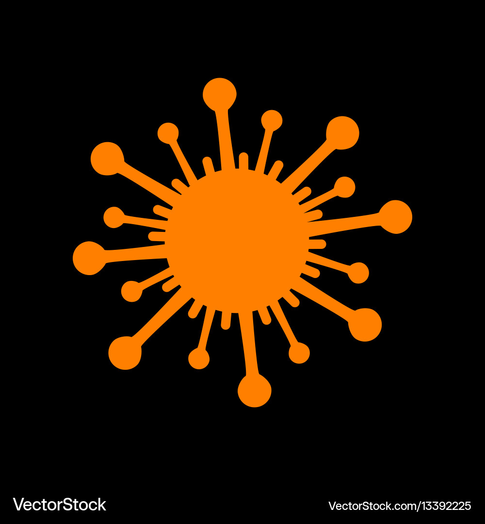 Virus sign orange icon on black Royalty Free Vector Image