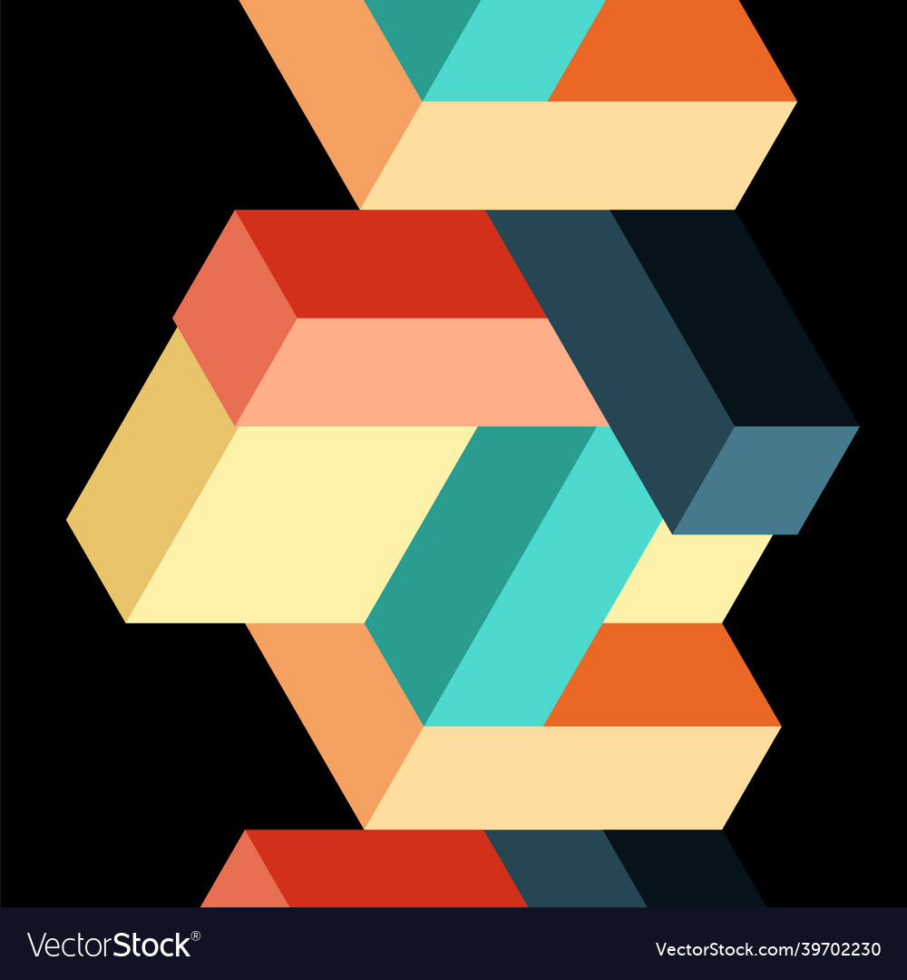 Abstract background 3d cubes cubic elements Vector Image