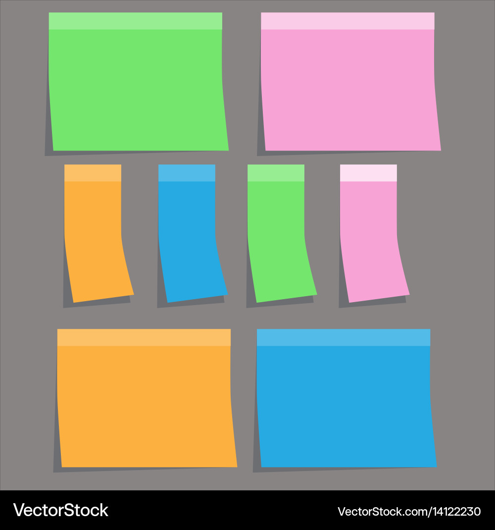 Colorful sticky paper note on gray background Vector Image