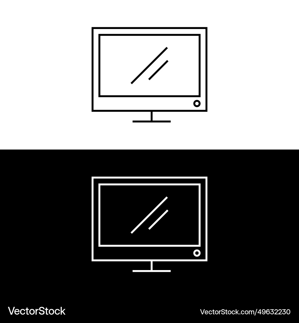 Computer monitor icon flat pc symbol Royalty Free Vector