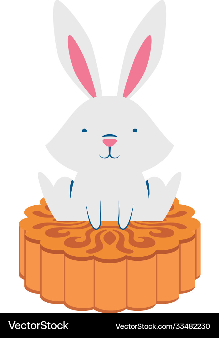 Cute easter little rabbit with chinese coin Vector Image