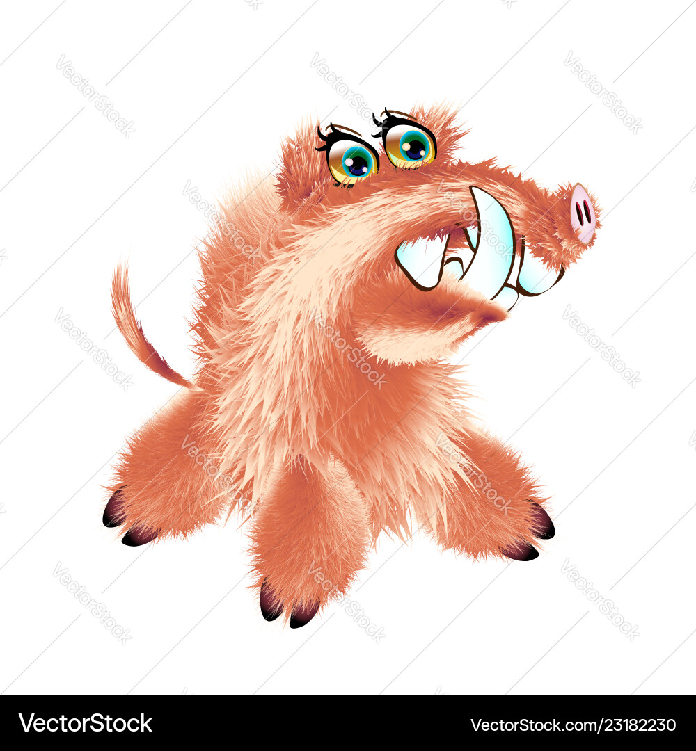 Cute fluffy wild boar or warthog character Vector Image