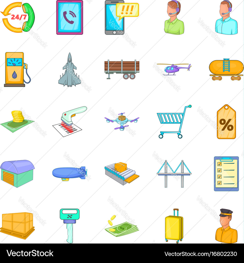 Delivery note icons set cartoon style Royalty Free Vector