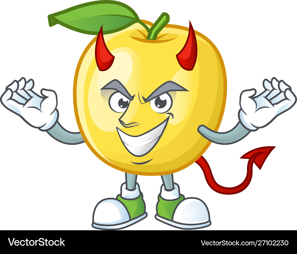 Devil golden apple cartoon character for design Vector Image