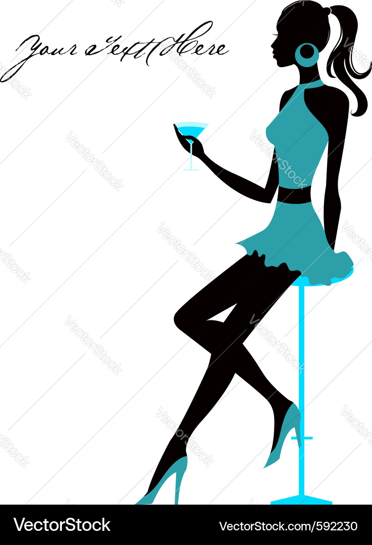 Girl sits in bar Royalty Free Vector Image - VectorStock