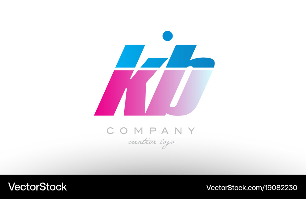 Kb k b alphabet letter combination pink blue bold Vector Image
